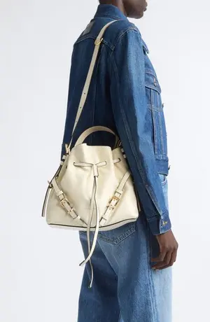 Givenchy Small Voyou Leather Bucket Bag - Ivory