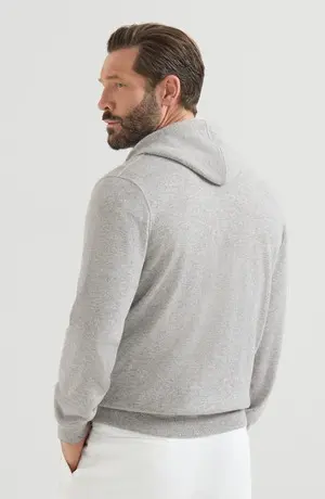 Brunello Cucinelli Cashmere Zip-up Hooded Cardigan - Pebble