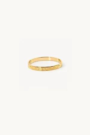 MEIDEYA Sun Motif Band Ring In Plated Stainless Steel - Gold