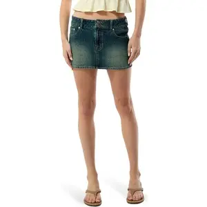 PACSUN Piper Stretch Cotton Denim Miniskirt - Indigo
