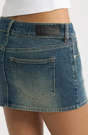 PACSUN Stretch Cotton Denim Miniskirt With Double Button Waistband