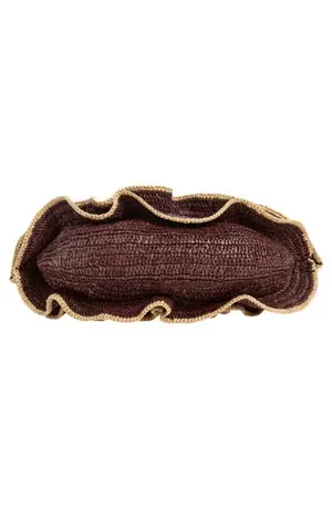 Zimmermann Ruffle Woven Raffia Shoulder Bag - Chocolate