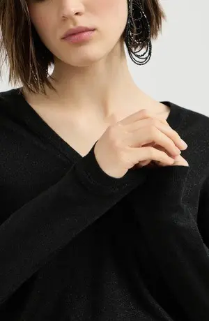 Brunello Cucinelli Cashmere And Silk Sparkling Lightweight Sweater - Black