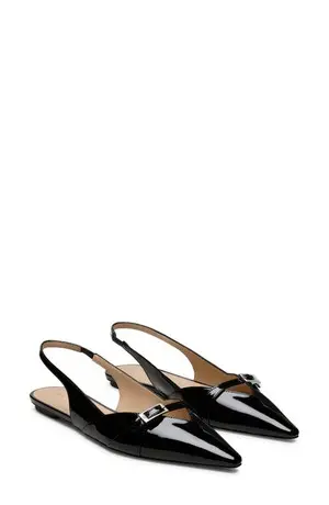STUART WEITZMAN Georgie Pointed Toe Leather Slingback Flat
