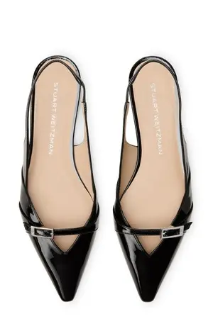 STUART WEITZMAN Georgie Pointed Toe Leather Slingback Flat