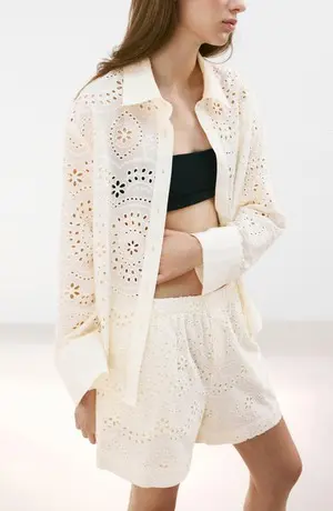 Mango Eyelet Cotton Shirt