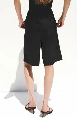 Mango Straight Linen Blend Bermuda Shorts