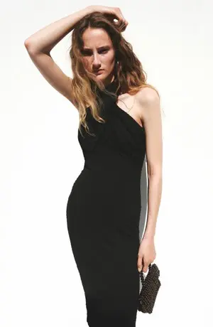 Mango Crossed Halter Midi Dress With Slit