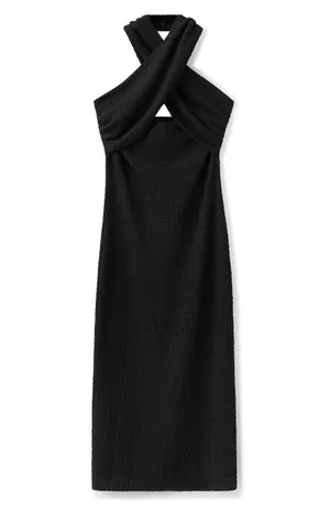 Mango Crossed Halter Midi Dress With Slit