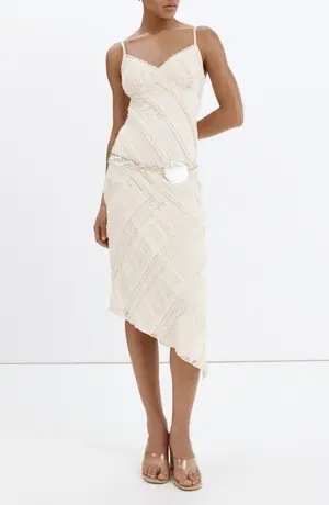 Mango Asymmetrical Lace Midi Dress