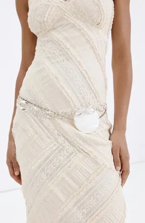 Mango Asymmetrical Lace Midi Dress