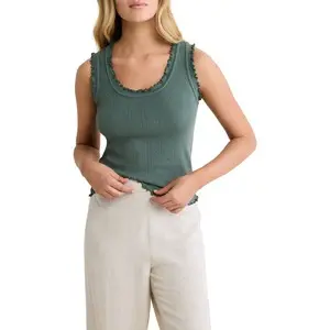 NZ BY NIC AND ZOE Ella Rib Lettuce Trim Cotton Pointelle Tank - Palm