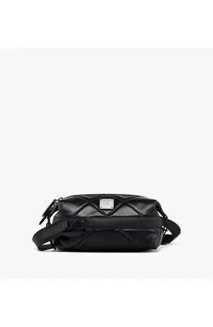 Mcm Small Aren Crossbody In Diamond Quilted Leather - Black