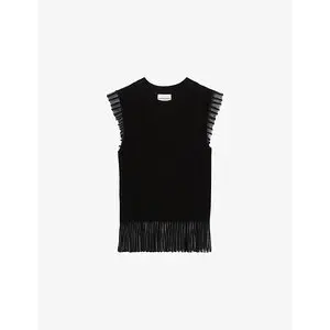 Claudie Pierlot Sleeveless Ruffled Knitted Top - Black