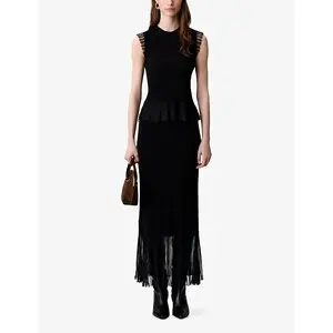 Claudie Pierlot Sleeveless Ruffled Knitted Top