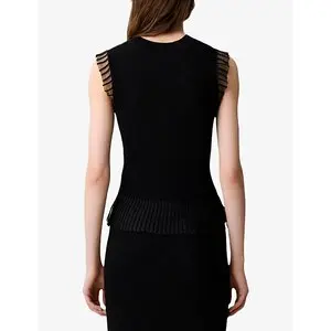 Claudie Pierlot Sleeveless Ruffled Knitted Top