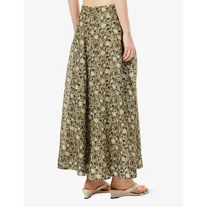 ME+EM Floral-print Cotton And Silk-blend Midi Skirt