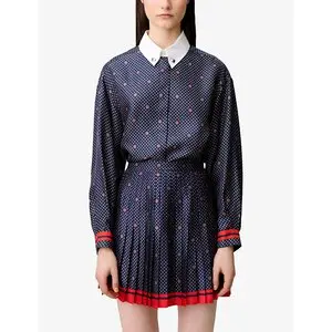 Claudie Pierlot Abstract-print Pleated Satin Mini Skirt