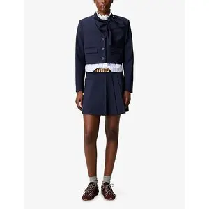 Claudie Pierlot Scarf-collar Cropped Wool-blend Jacket