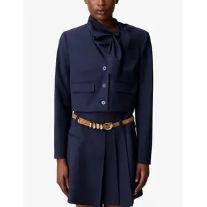 Claudie Pierlot Scarf-collar Cropped Wool-blend Jacket
