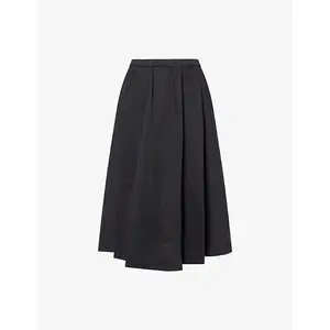 Vince Pocket Full Cotton Midi Skirt - Black