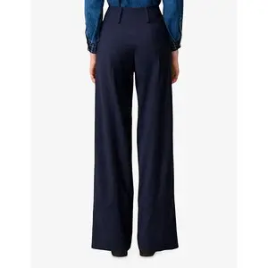 Claudie Pierlot Straight-leg Ankle-slit Wool-blend Trousers