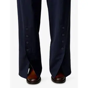 Claudie Pierlot Straight-leg Ankle-slit Wool-blend Trousers