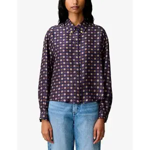 Claudie Pierlot Long-sleeved Abstract-print Silk Shirt