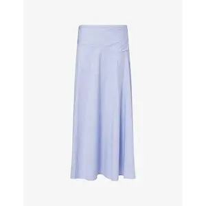 Theory A-line Pinstripe Cotton-blend Midi Skirt