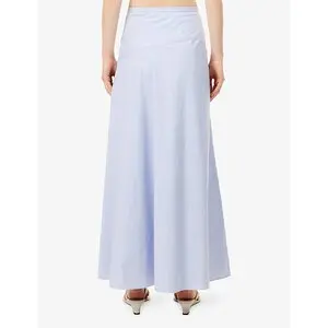 Theory A-line Pinstripe Cotton-blend Midi Skirt