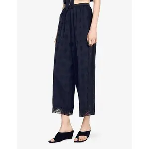 Sandro Cropped Jacquard-pattern Woven Trousers
