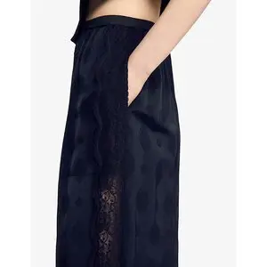 Sandro Cropped Jacquard-pattern Woven Trousers