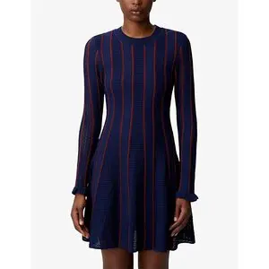 Claudie Pierlot Striped Long-sleeved Knitted Mini Dress