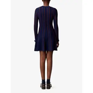 Claudie Pierlot Striped Long-sleeved Knitted Mini Dress