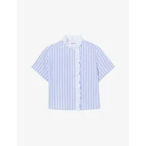Claudie Pierlot Striped Ruffled Cotton-poplin Shirt