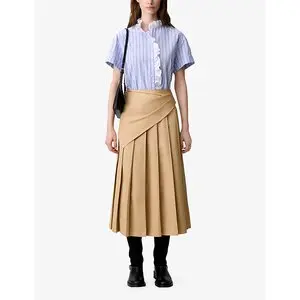 Claudie Pierlot Striped Ruffled Cotton-poplin Shirt