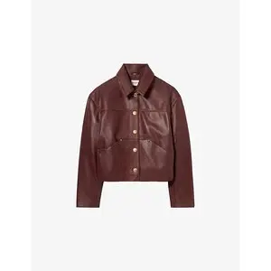 Claudie Pierlot Cropped High-neck Leather Jacket - Caramel