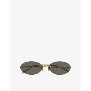 Gucci Metal Oval Frame Sunglasses With Logo Detail