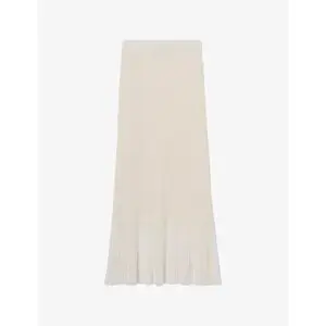 Claudie Pierlot Pleated Ribbed Knitted Maxi Skirt - Ecru