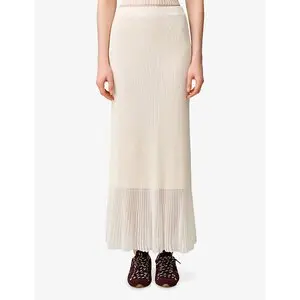 Claudie Pierlot Pleated Ribbed Knitted Maxi Skirt