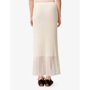 Claudie Pierlot Pleated Ribbed Knitted Maxi Skirt
