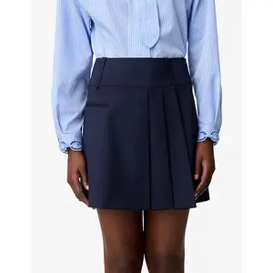Claudie Pierlot Pleated Knitted Wool-blend Mini Skirt