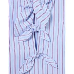 Claudie Pierlot Striped Tie-front Cotton-poplin Blouse