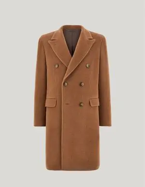 Canali Nuvola Sand-colored Babyllama And Wool Unlined Double-breasted Coat