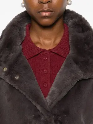 Herno Faux Fur High Collar Coat - Grey