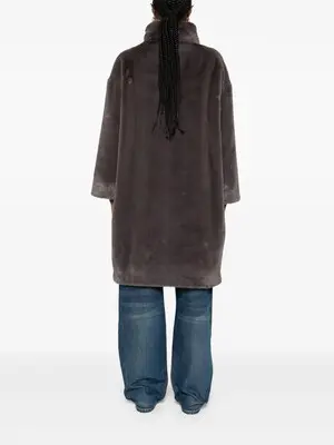 Herno Faux Fur High Collar Coat - Grey