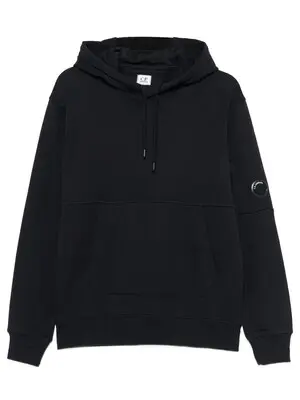 C.P. COMPANY Fleece Hoodie With Lens Detail - Blue
