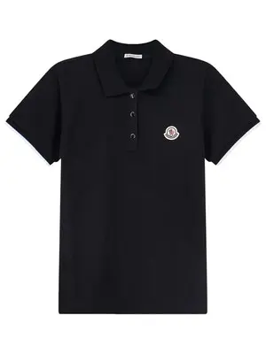 Moncler Moncler Piqué Polo With Logo Patch Black