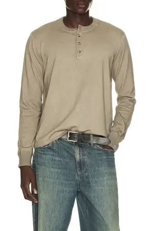 Rag & Bone Washed Supima Henley In Grey