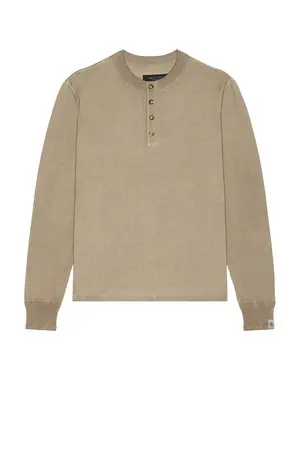 Rag & Bone Washed Supima Henley In Grey